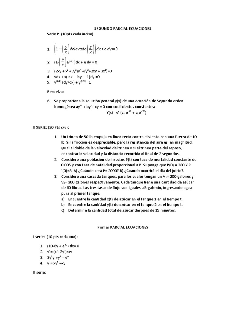 Parciales Ecuas | PDF | Ingeniería mecánica | Física Aplicada e Interdisciplinaria