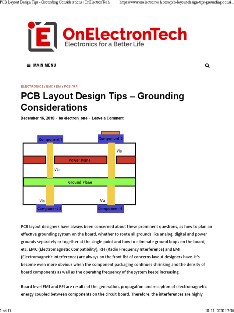PCB Layout Design Tips - Grounding Considerations - OnElectronTech ...
