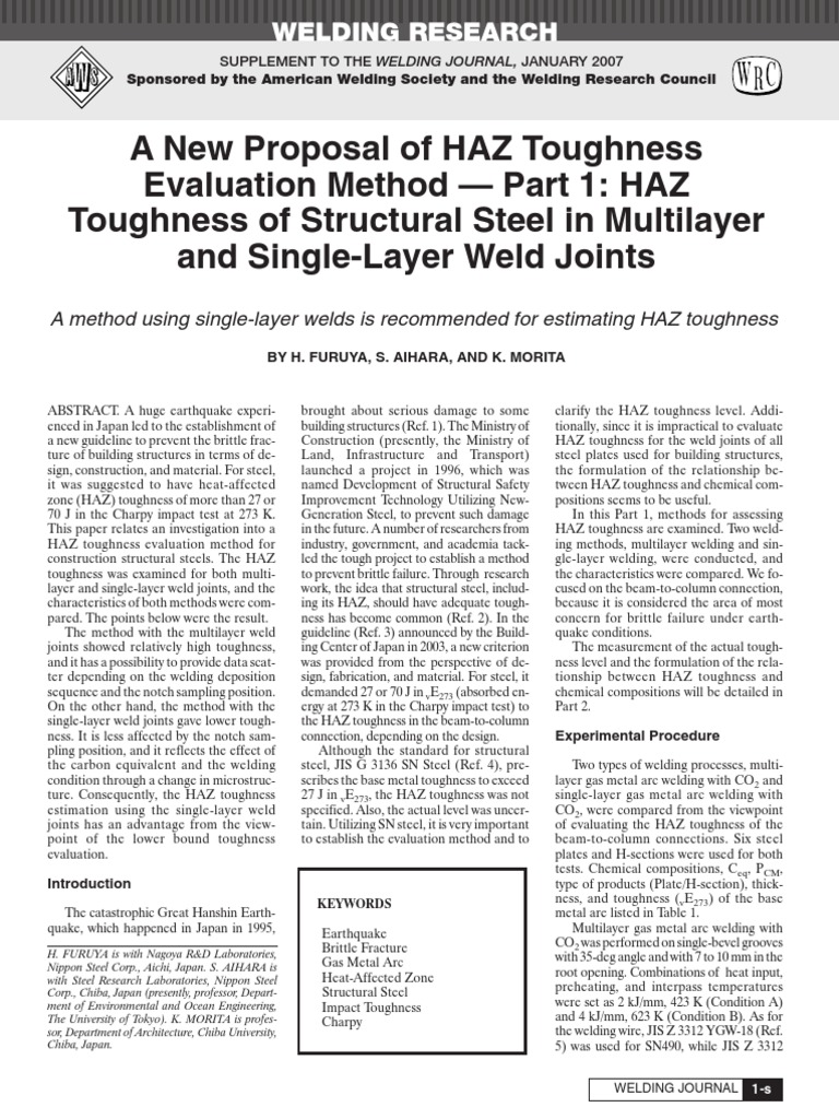 A New Proposal of HAZ Toughness Evaluation Method - Part 1: HAZ ...
