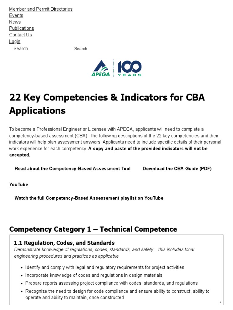 Competencies & Indicators - APEGA | PDF | Design | Risk