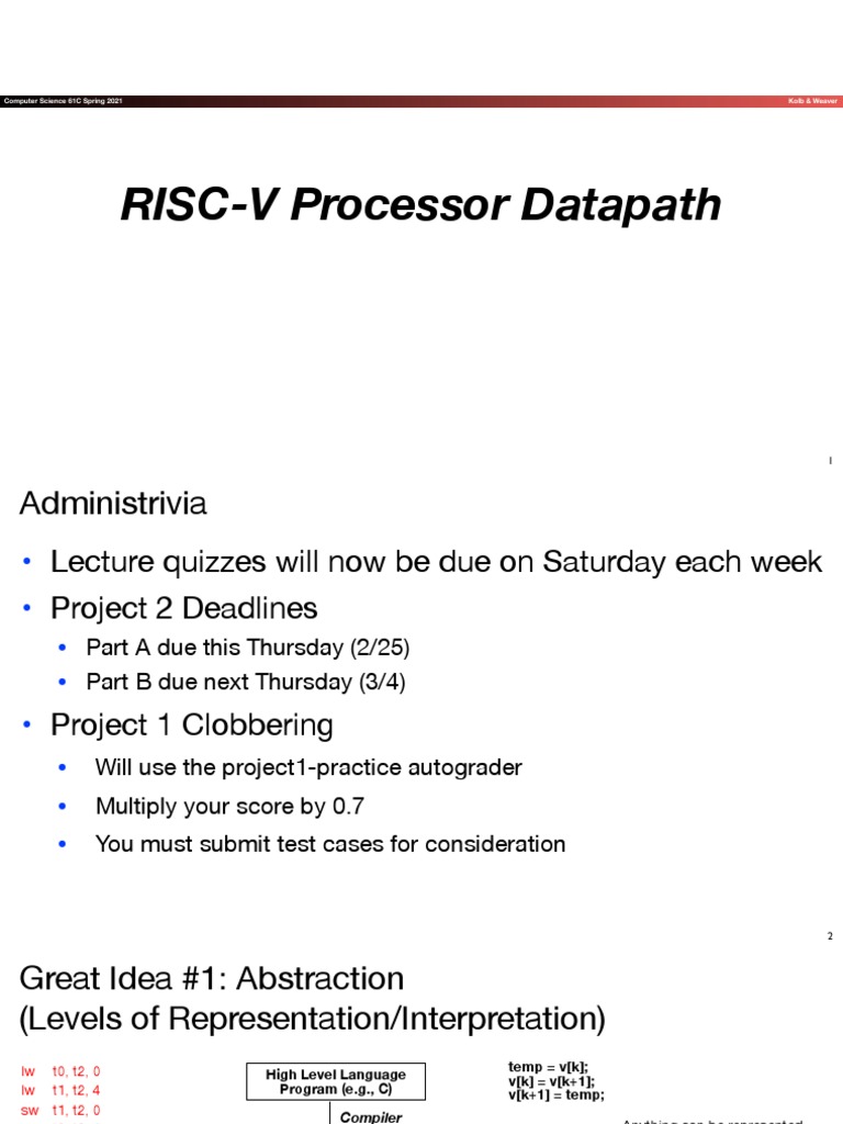 Lec12 Datapath - Key | PDF | Computer Memory | Computer Architecture
