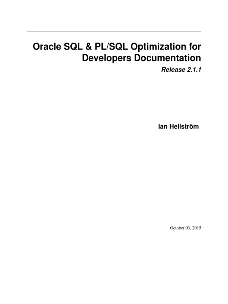 0320 Oracle SQL PLSQL Optimization | PDF | Relational Database | Sql