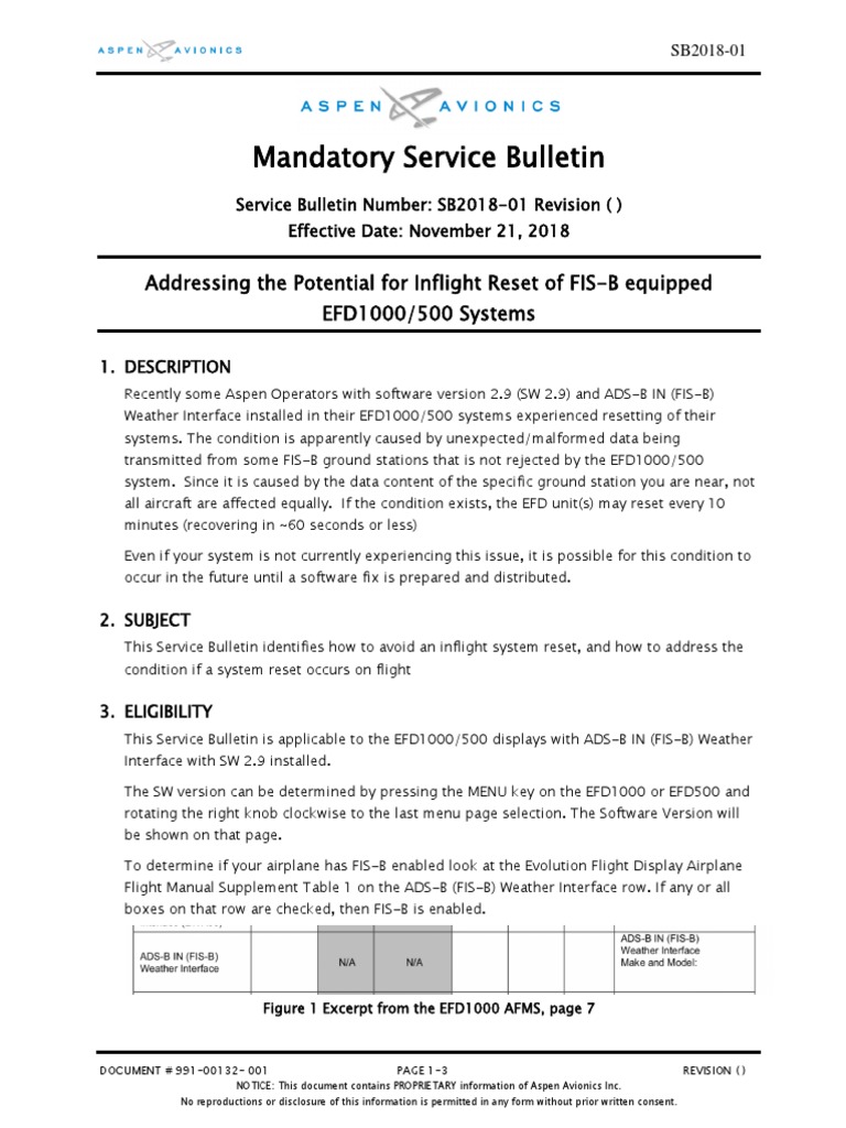 Mandatory Service Bulletin: Addressing The Potential For Inflight Reset ...