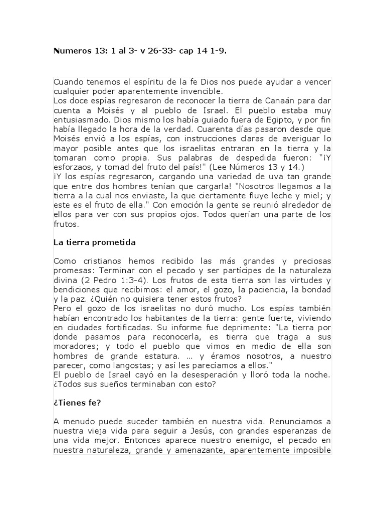 Los 12 Espías y la Fe en Dios | PDF | Fe | Pecado