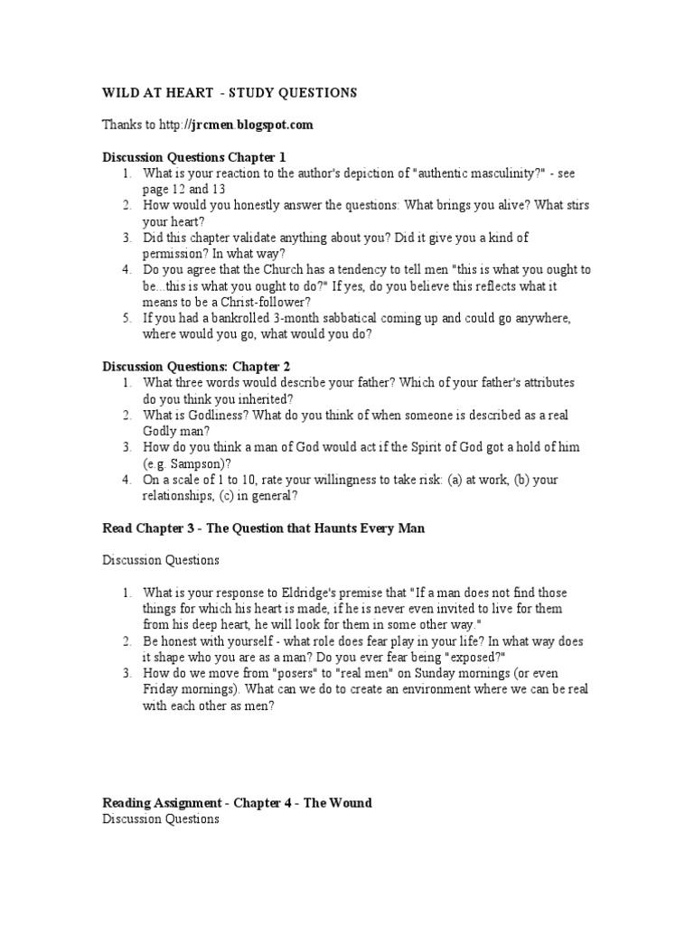 Wild at Heart Study Questions Guide | PDF | Satan | God