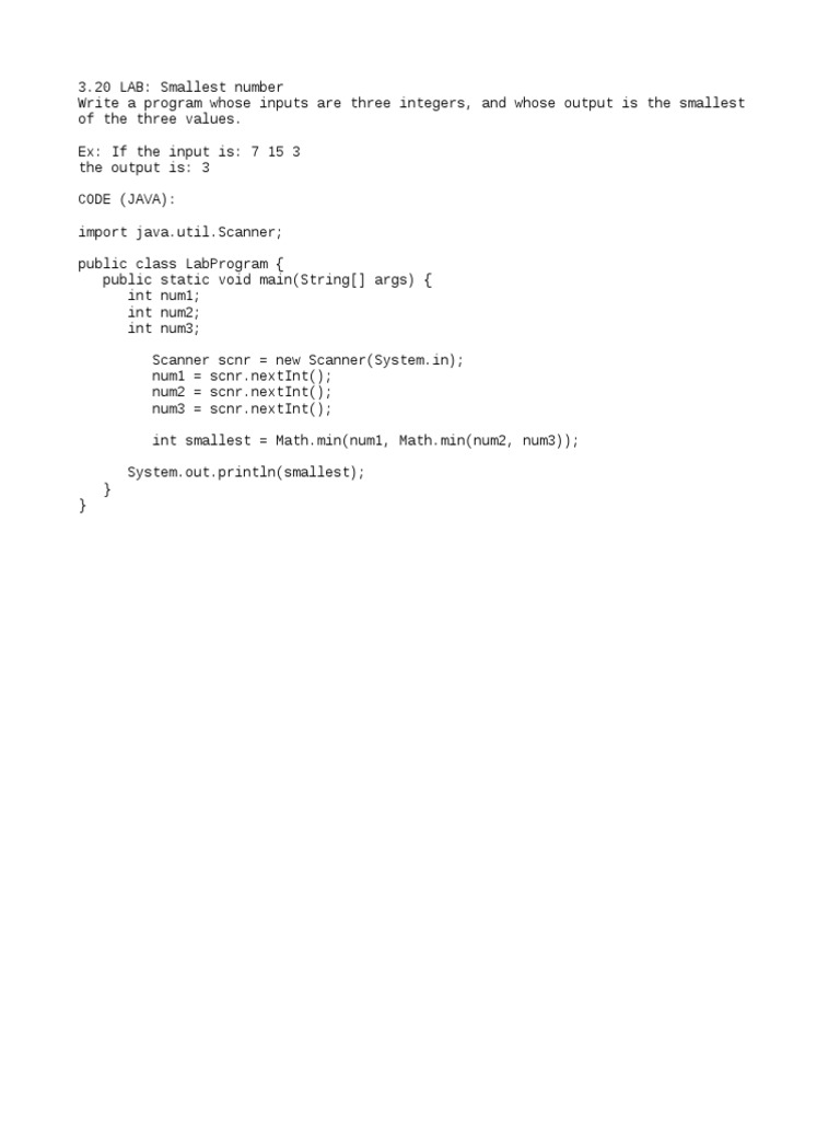 Lab 3.20 (JAVA) | PDF
