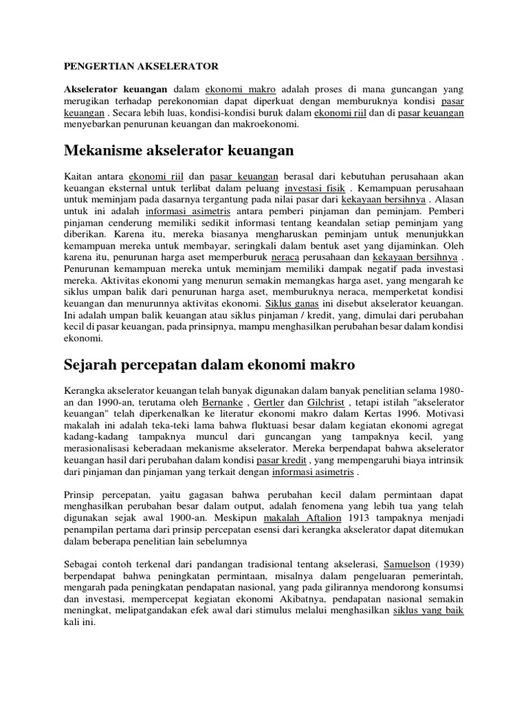 Pengertian Akselerator | PDF