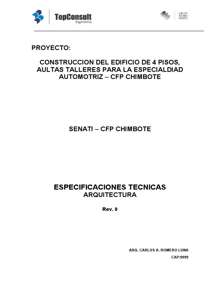 03 - EETT - Arquitectura - Chimbote | PDF | Hormigón | Cemento
