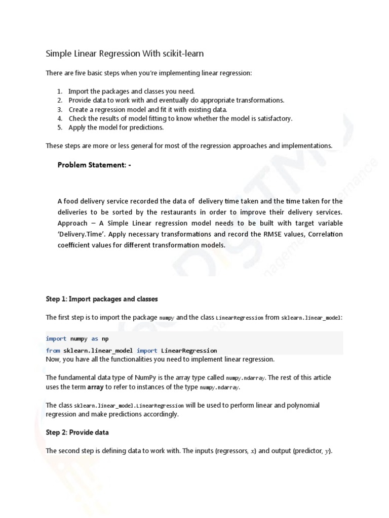 Simple Linear Regression - Assign2 | PDF | Linear Regression | Ordinary Least Squares
