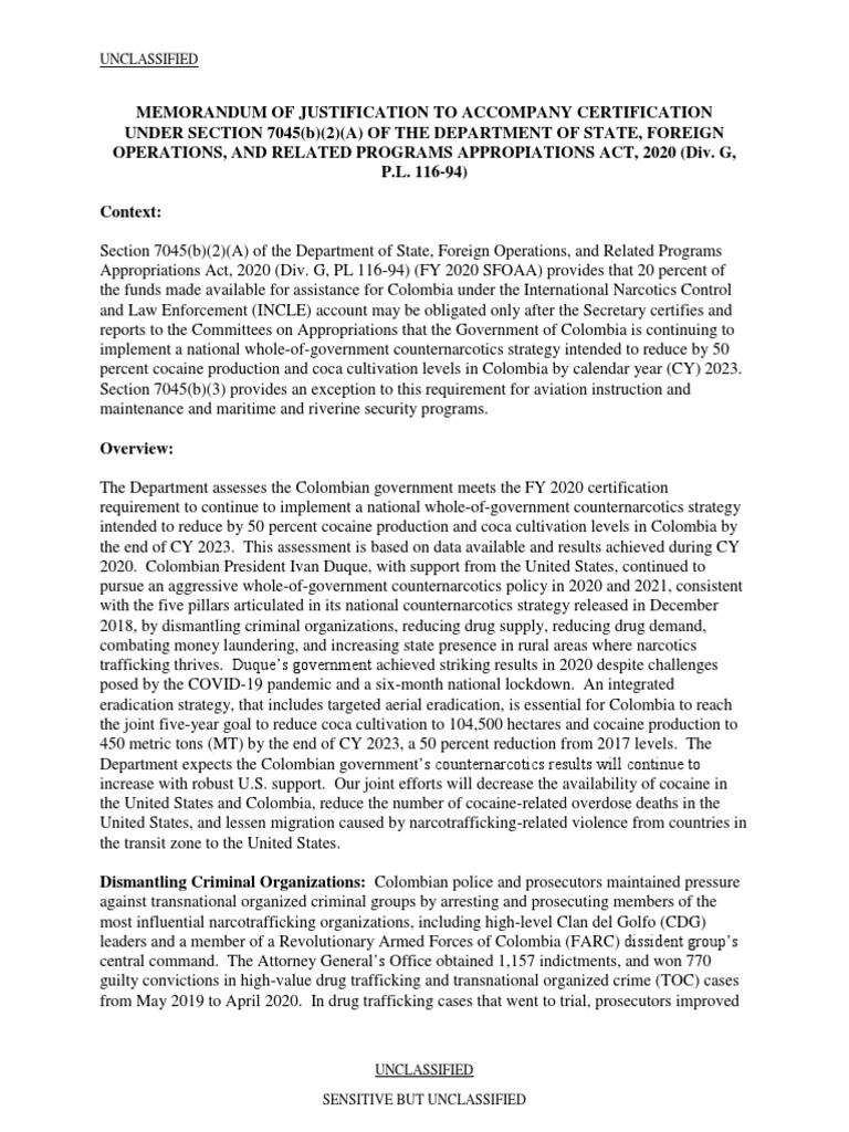 Memorandum of Justification | PDF | Illegal Drug Trade | Money Laundering