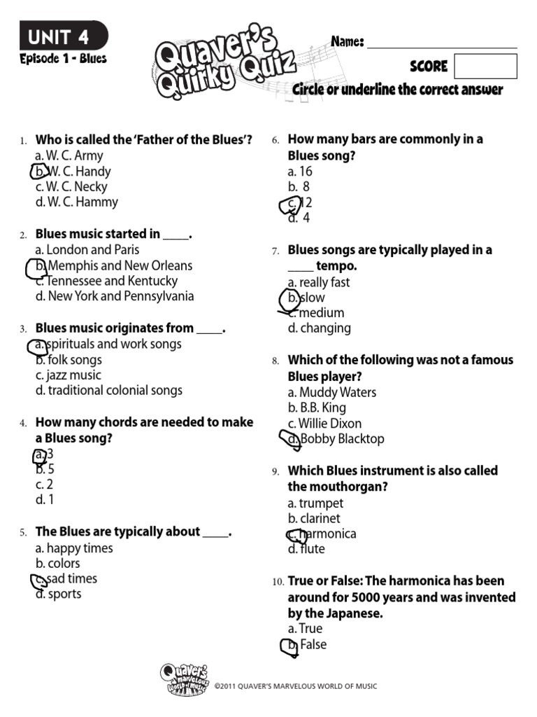 Music Answer Key | PDF | Blues | American Music