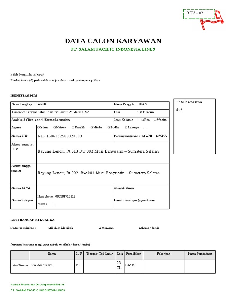A. Data Calon Karyawan | PDF