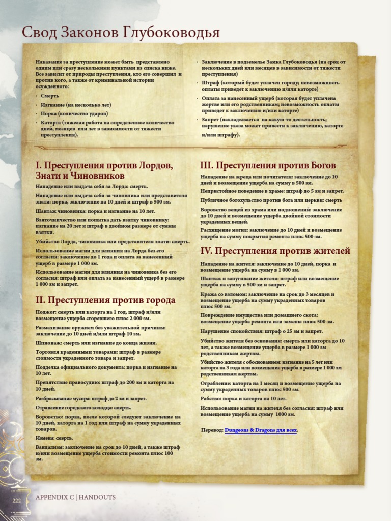 Waterdeep Code Legal Rus | PDF