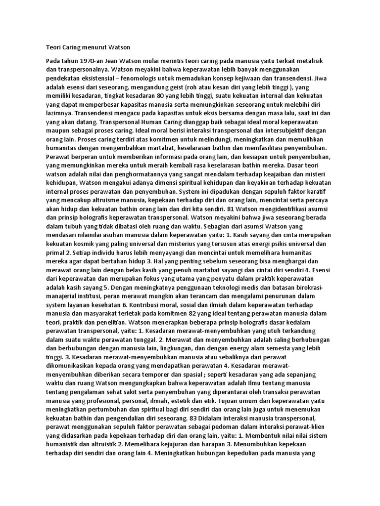Teori Caring Menurut Watson | PDF