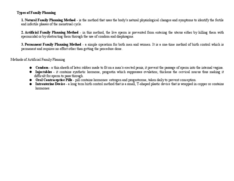 Types of Family Planning | PDF