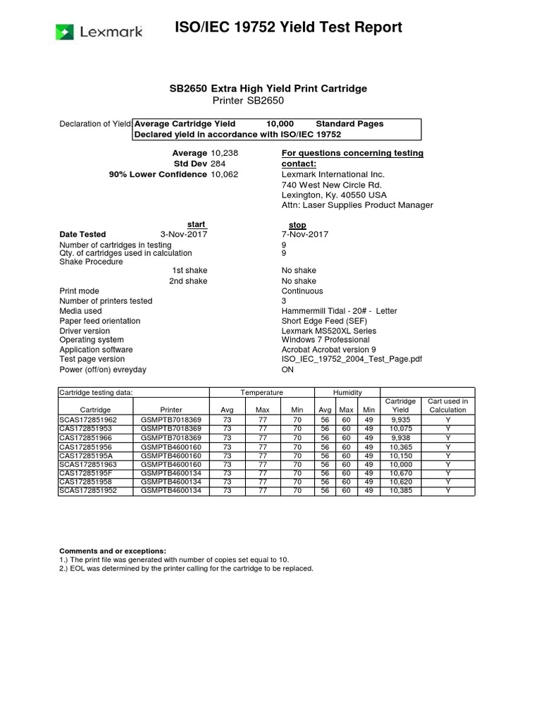 SB2650 10K ISO Yield Test Report English | PDF | Printer (Computing ...