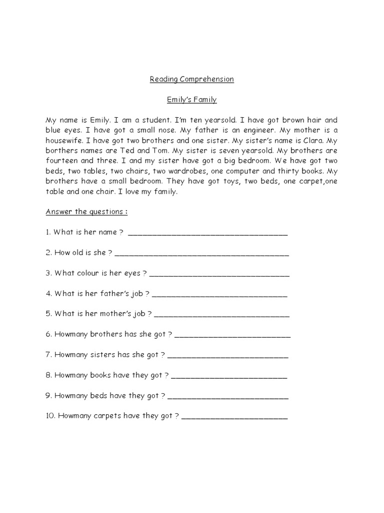 Reading Reading Comprehension Exercises - 67180 | PDF