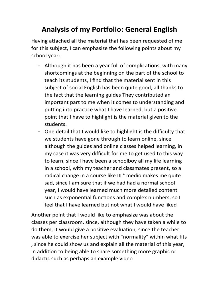 Analysis and Conclusion of My Portfolio | PDF | Educational Technology ...