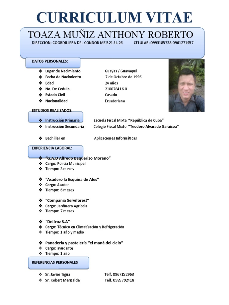 Curriculum Vitae Anthony | PDF