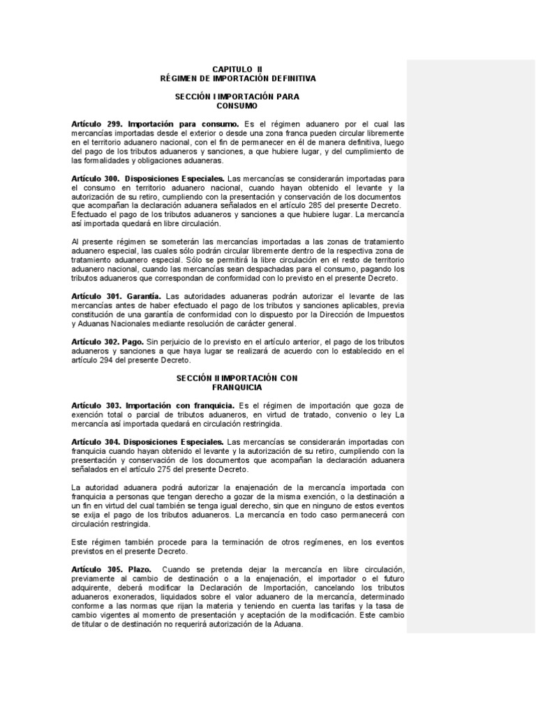 Régimen de Importación Definitiva | PDF | aduana | Comercio