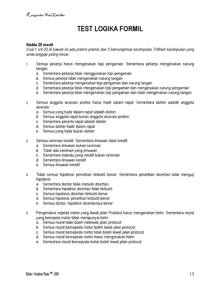 Test Logika Formil | PDF