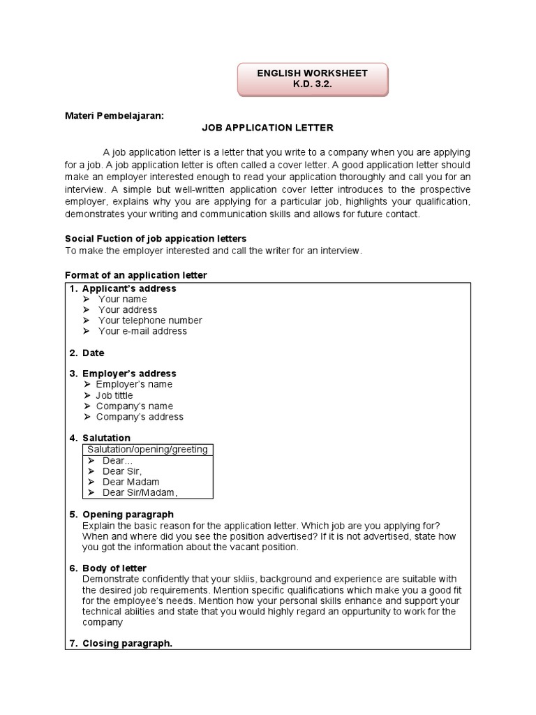 Bahan Ajar Application Letter Tuk Siswa | PDF | Résumé | Verb