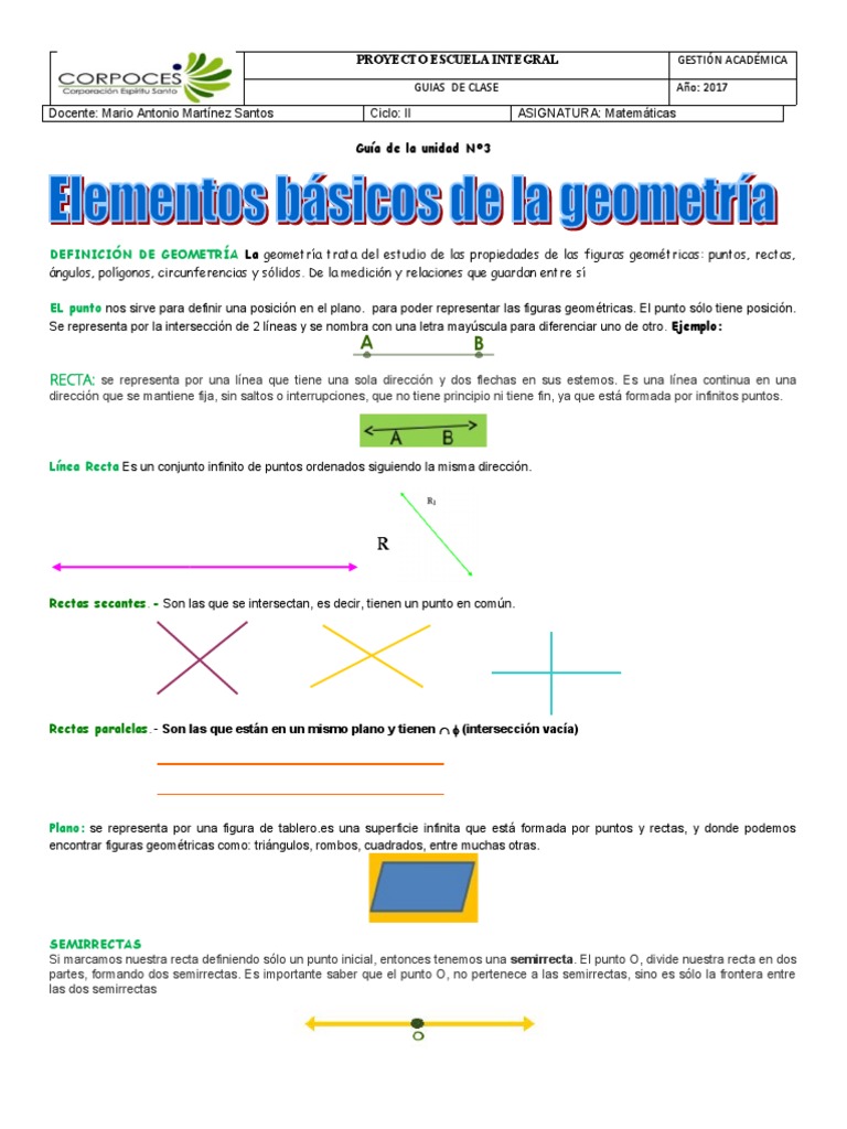 Guia Elementos Básicos de La Geometría Matemáticas | PDF | Triángulo ...