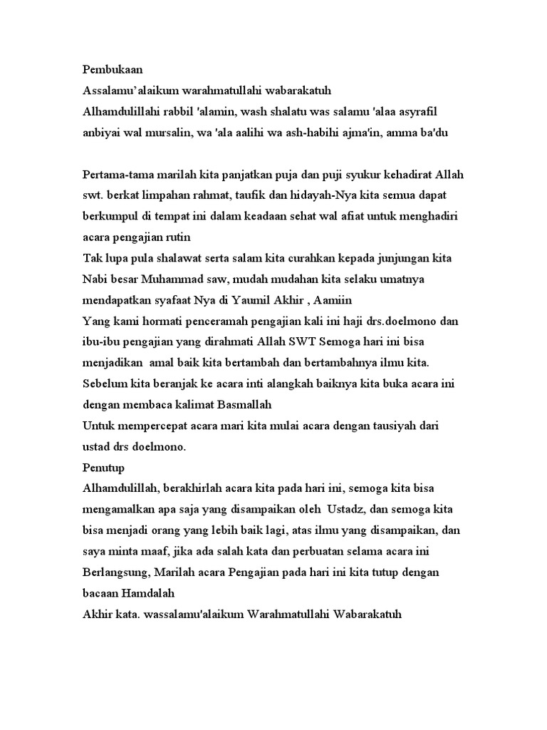 Teks Pembawa Acara Pengajian | PDF