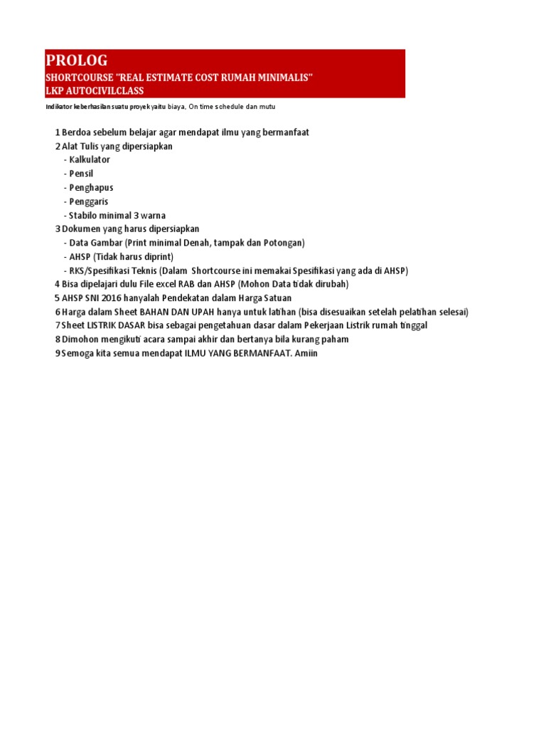 Rab Dan Ahsp Sni 2016 (Shortcourse Rab Basic-Acc) | PDF