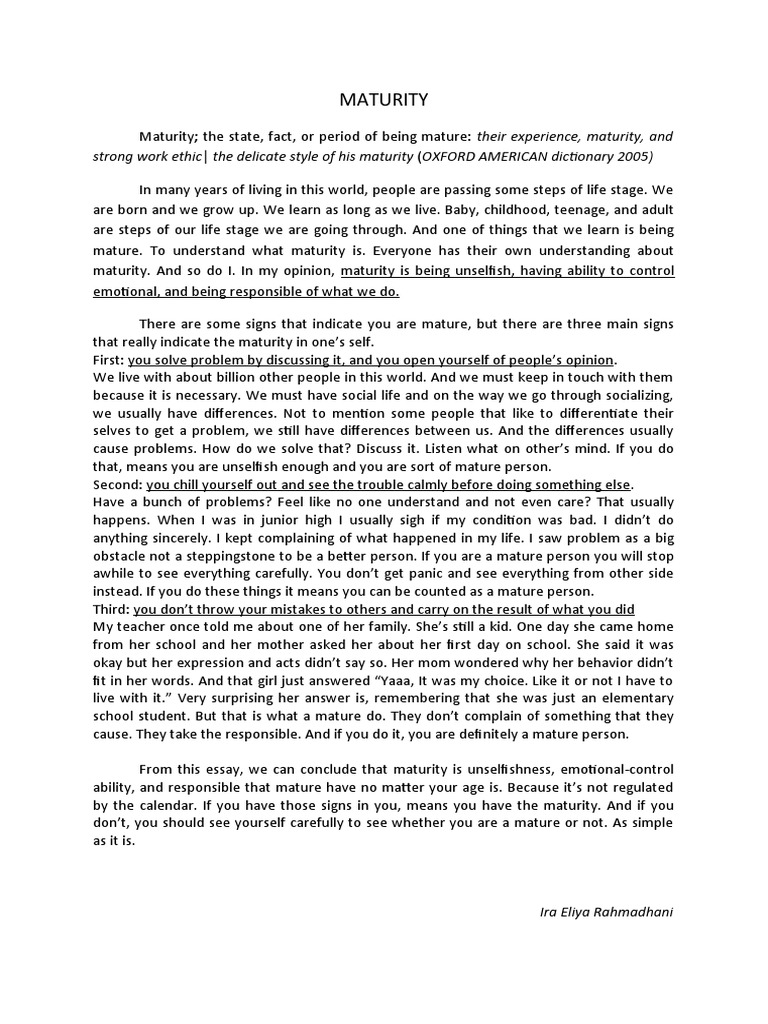 MATURITY | PDF | Self | Behavioural Sciences