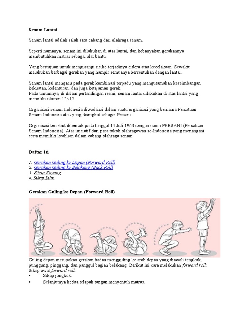 Teknik Dasar Senam Lantai: Forward Roll, Back Roll, Kayang, Lilin | PDF