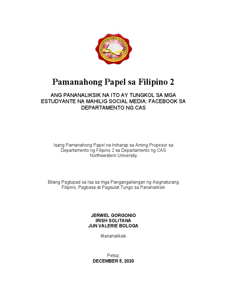 Pamanahong Papel Sa Filipino 2