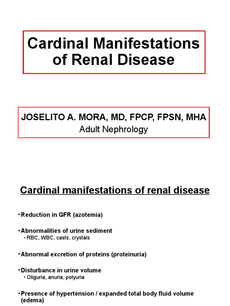 Cardinal Manifestations of Renal Disease | PDF | Nephrology | Diseases ...
