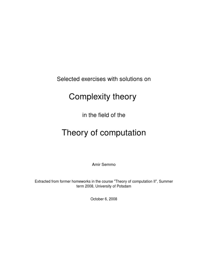 Complexity Theory: Selected Exercises With Solutions On | PDF | Time Complexity | Vertex (Graph ...
