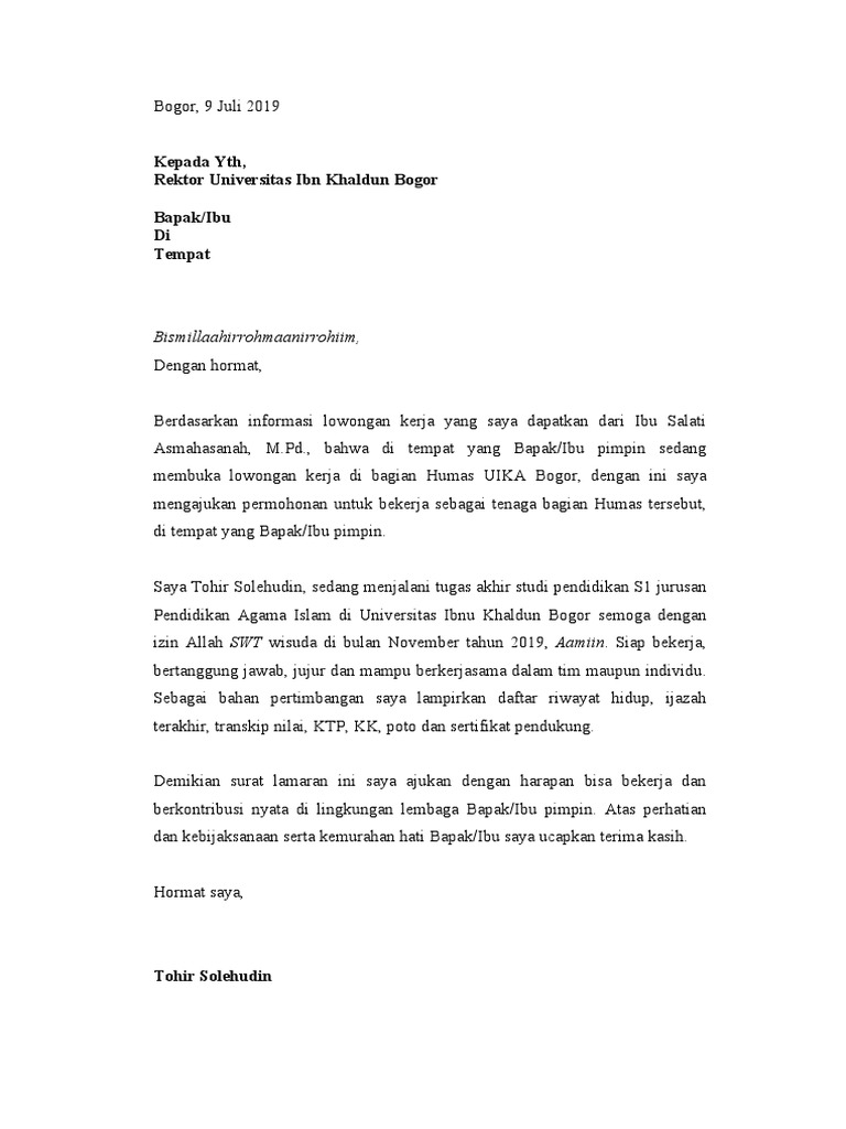 Humas UIKA CV Tohir Solehudin | PDF