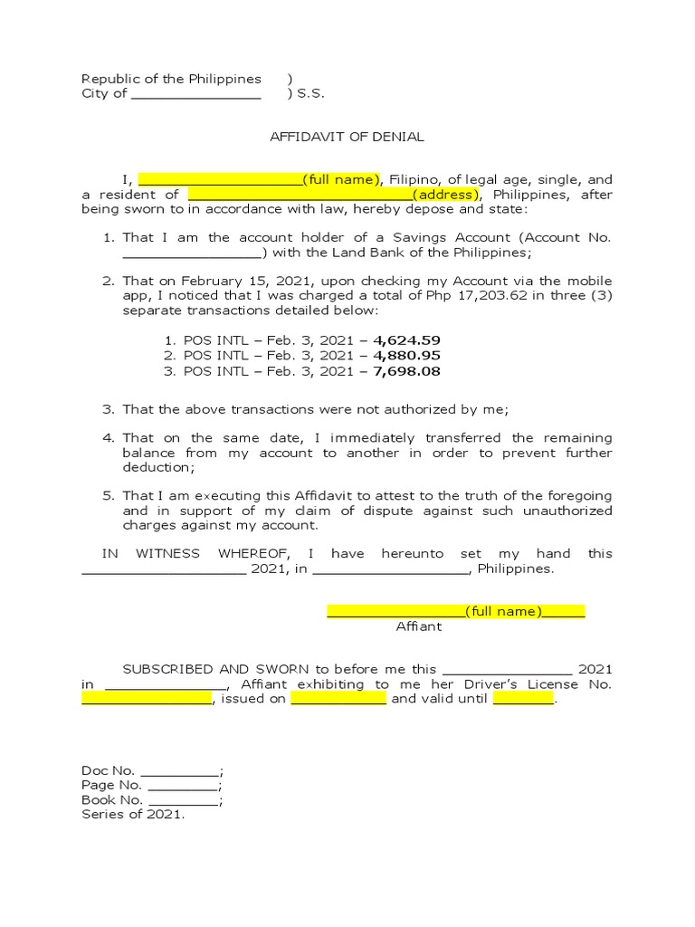 Affidavit of Denial | PDF