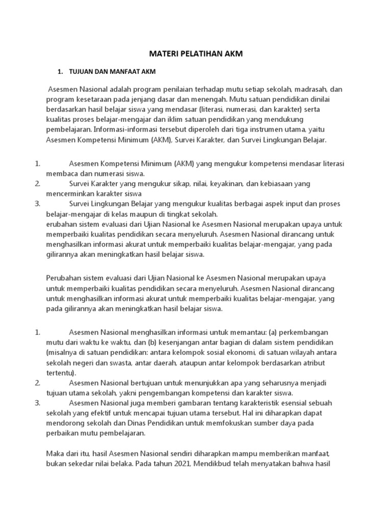 Materi Pelatihan Akm | PDF