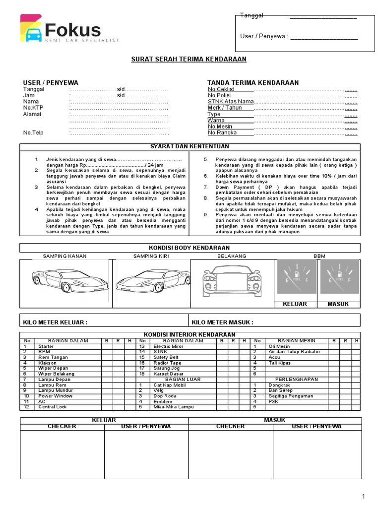Form Serah Terima Kendaraan | PDF