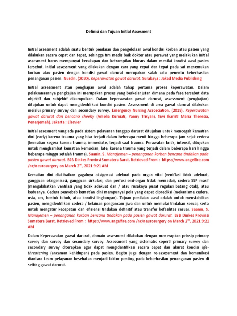 Definisi Dan Tujuan Initial Assesment | PDF