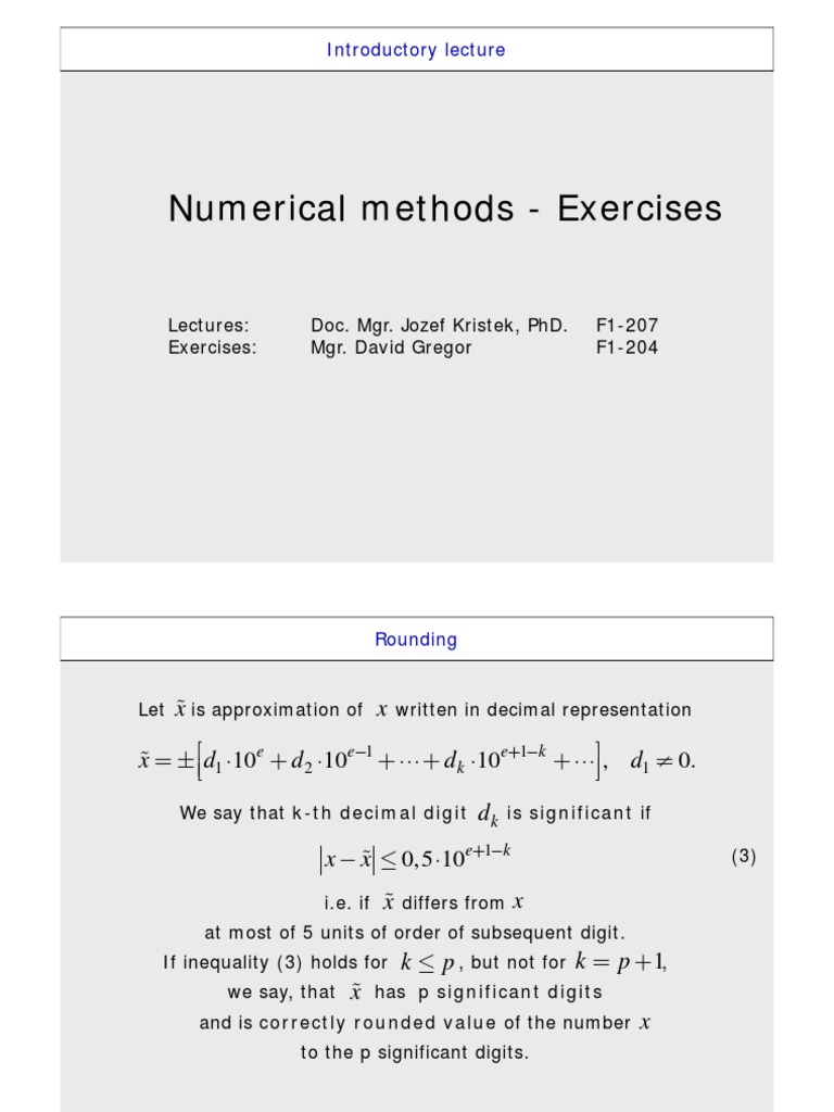 Numerical Methods - Exercises: Introductory Lecture | PDF | Metric Space | Mathematical Analysis