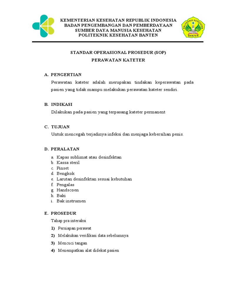 SOP Perawatan Kateter | PDF