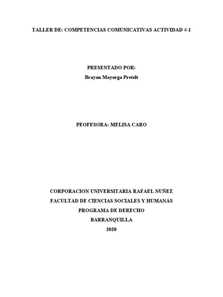 Actividad 1 Competencias Comunicativas Brayan Mayorga | PDF