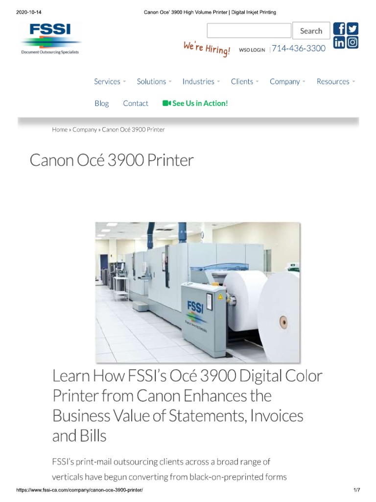FSSI - Canon Océ 3900 Printer | PDF