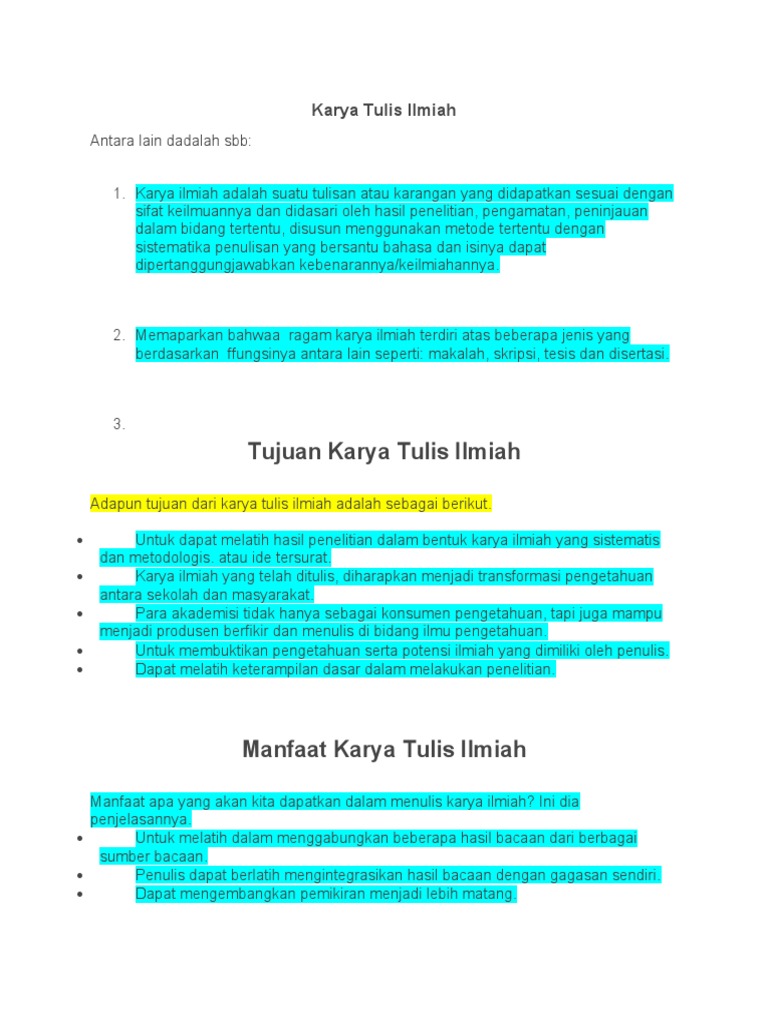 Pengertian KTI | PDF | Filsafat | Seni & Disiplin Bahasa