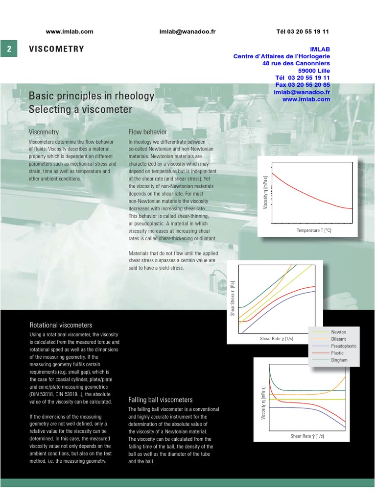 Basic Principles in Rheology Selecting A Viscometer: Viscometry | PDF | Shear Stress | Viscosity