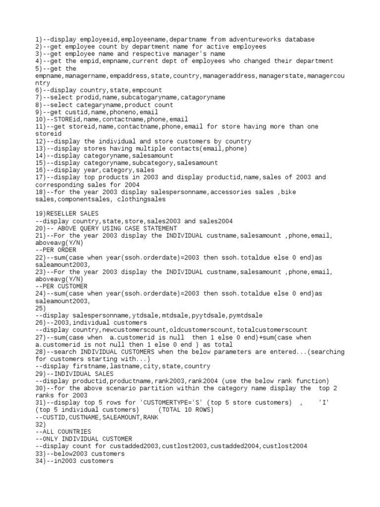 Sql Scenarios Pdf Data Management Software Computer Programming 