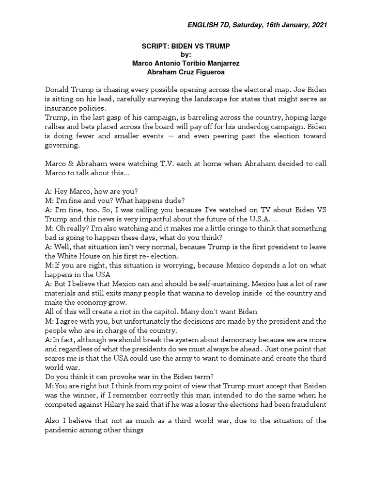 Scripts Biden Vs Trump | PDF | Joe Biden | Donald Trump