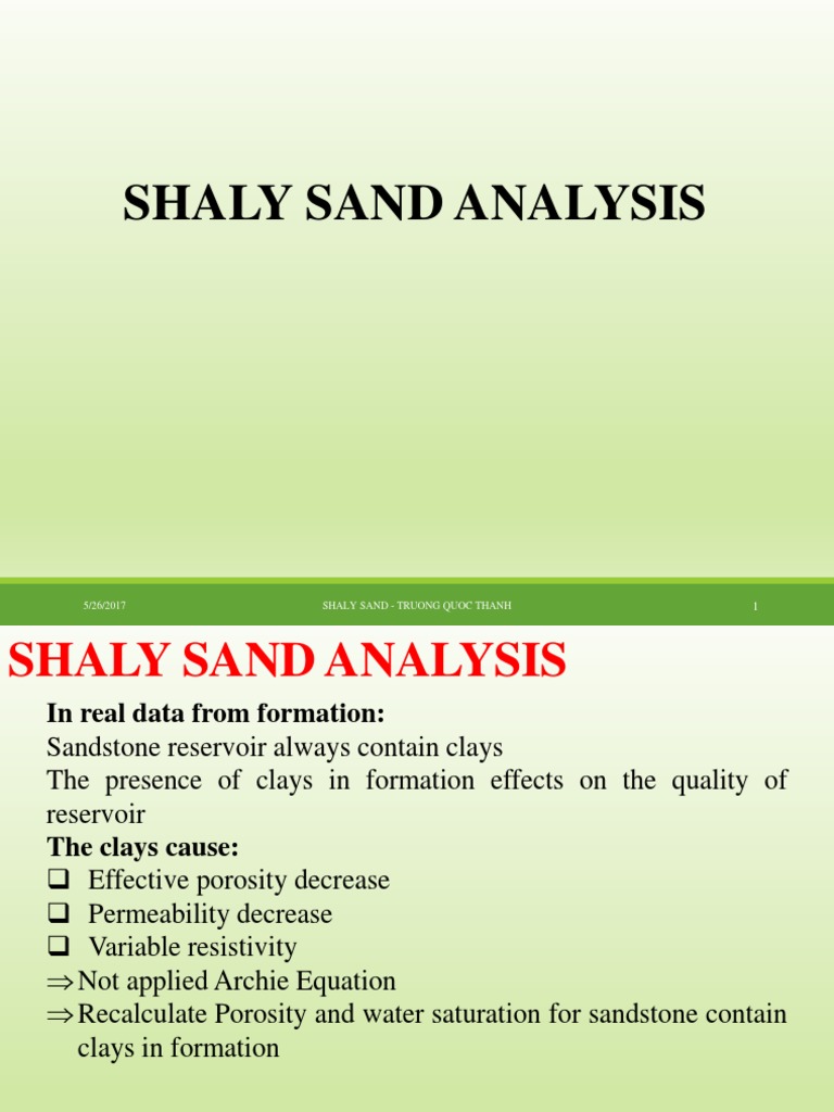 10 - Shaly Sand | PDF | Permeability (Earth Sciences) | Porosity