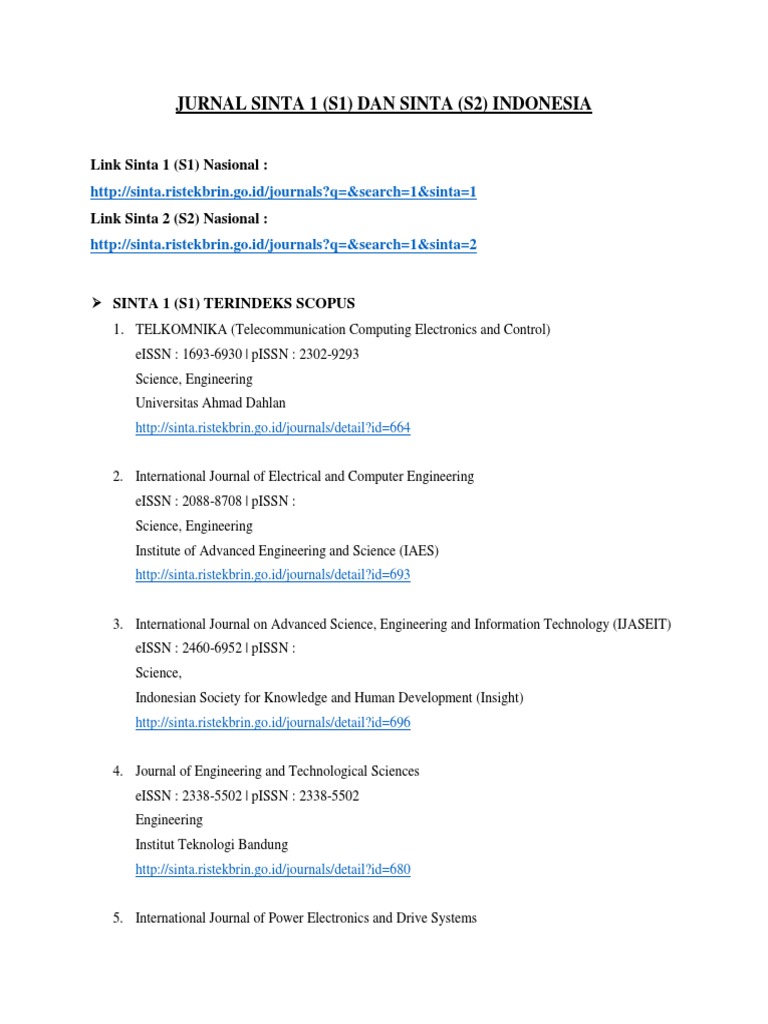 JURNAL SINTA 1 Dan SINTA 2 INDONESIA - LAB CAR & 3D 2020 | PDF | Computer Science | Science And ...