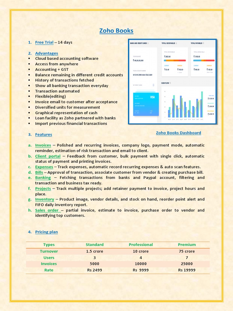 An Overview of the Key Features and Pricing of Zoho Books Cloud-Based ...